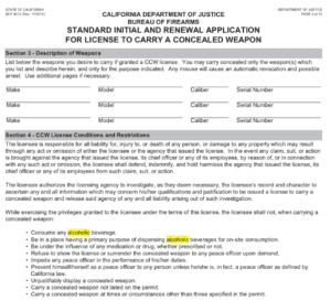 California concealed handgun permit application